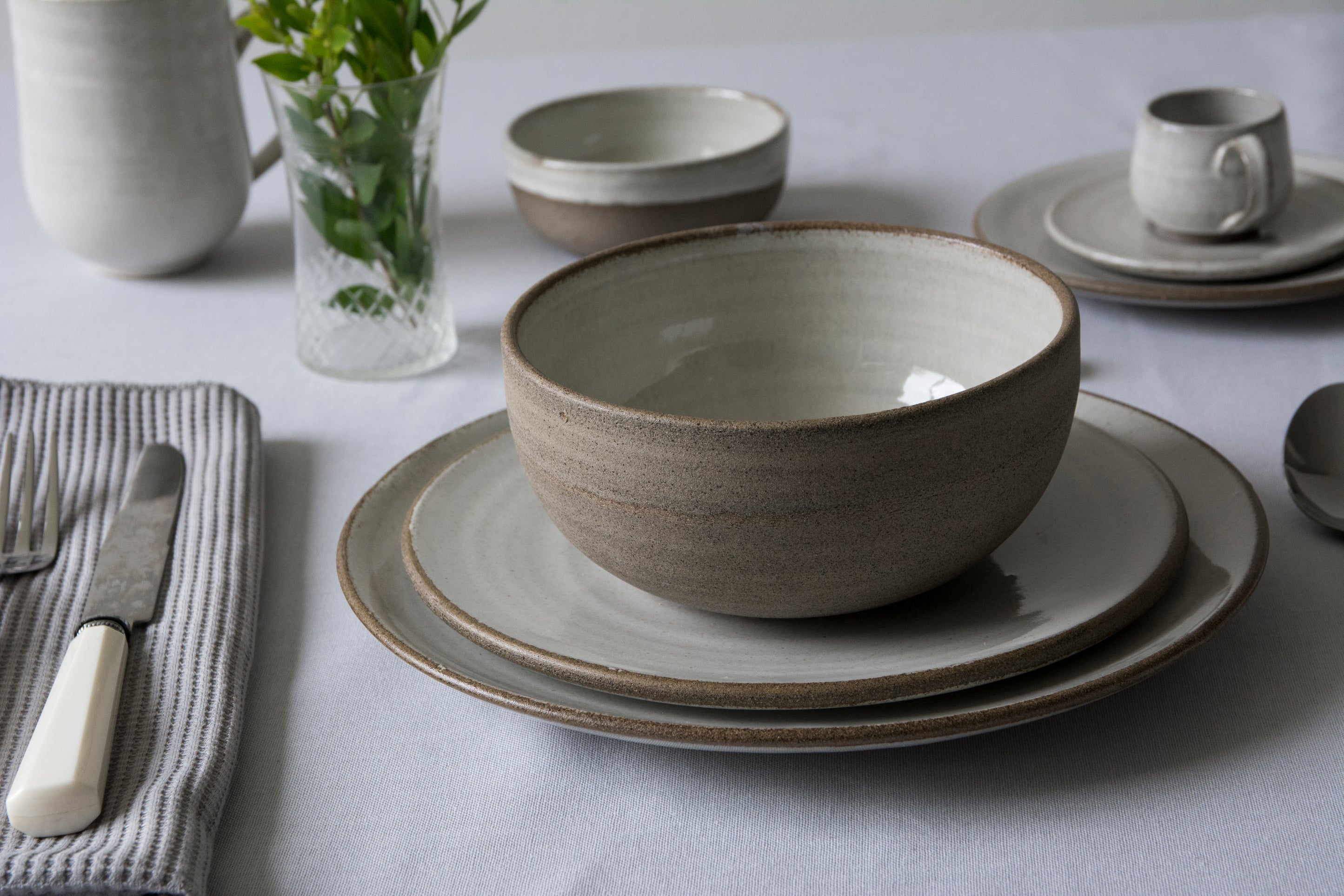 White Rustic Pottery Dinnerware, Main Course and a Soup Bowl – Mad ...