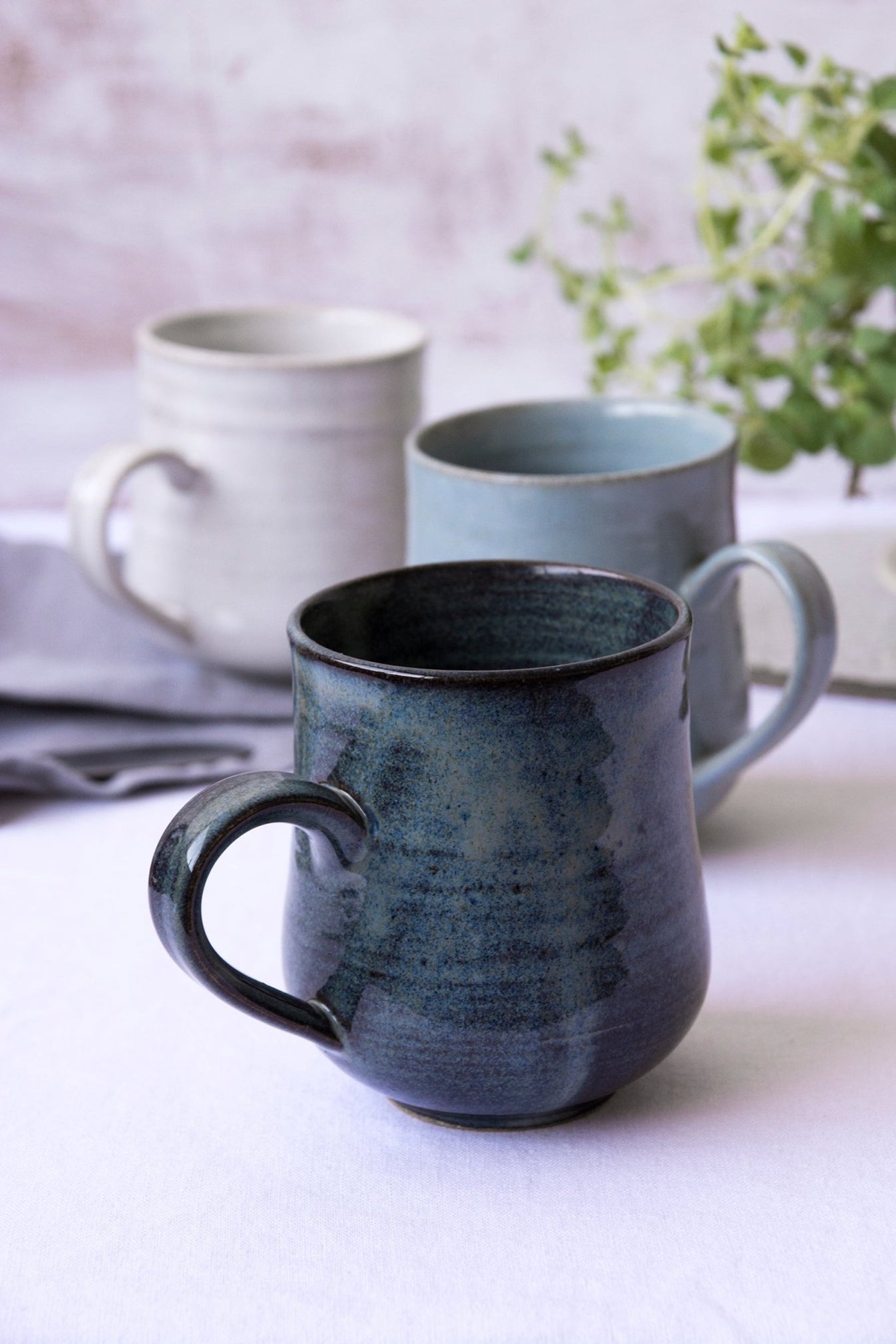 Handmade Blue Pottery Coffee Mug, 10 fl. oz ┃Mad About Pottery – Mad ...
