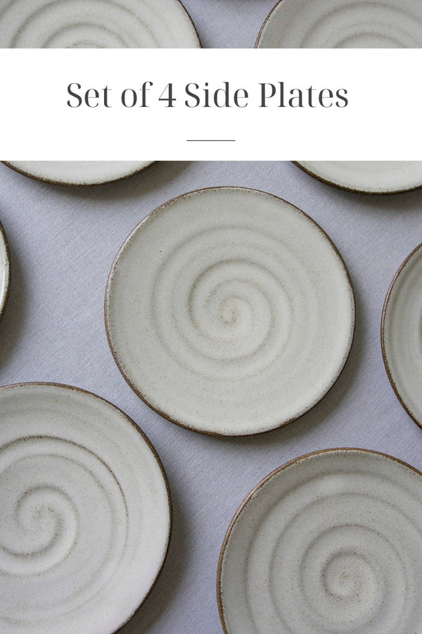 Set of 4 Handmade Pottery Rustic White Side Plates You'll love – Mad ...