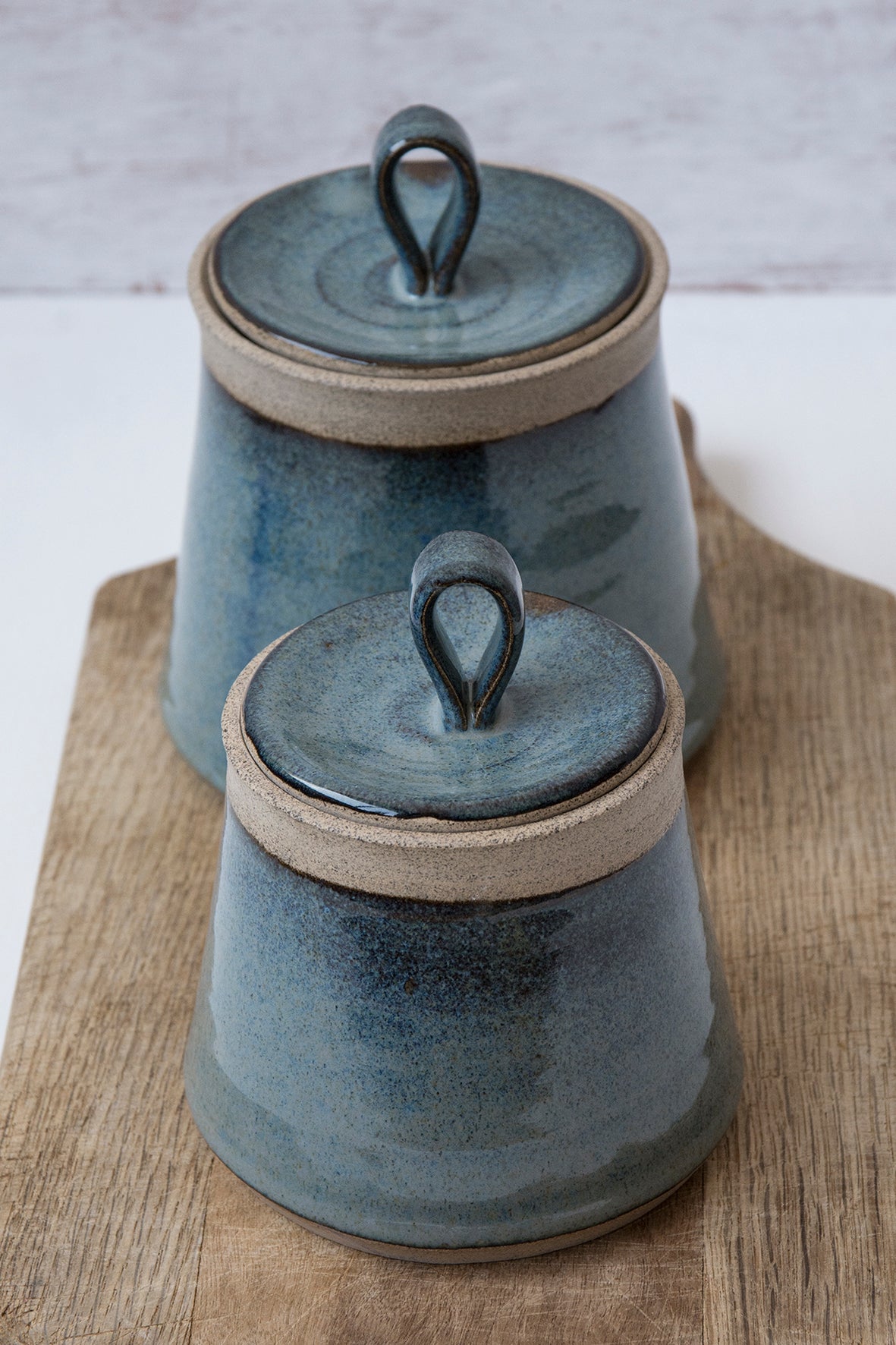 Hand Thrown Ceramic Canisters in Blue or White ┃Mad About Pottery – Mad ...