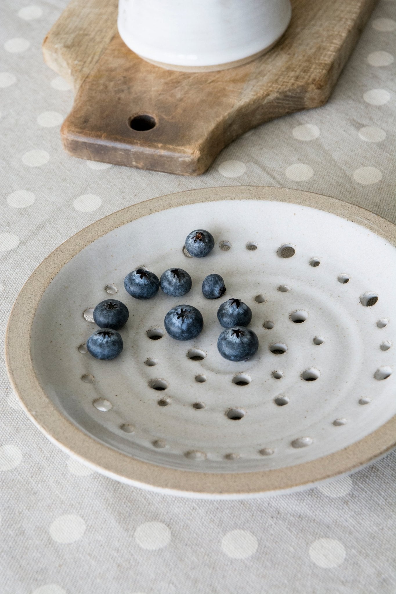 Pottery Handcrafted Colander Plate, Round Hole Plate, Berry Plate – Mad ...