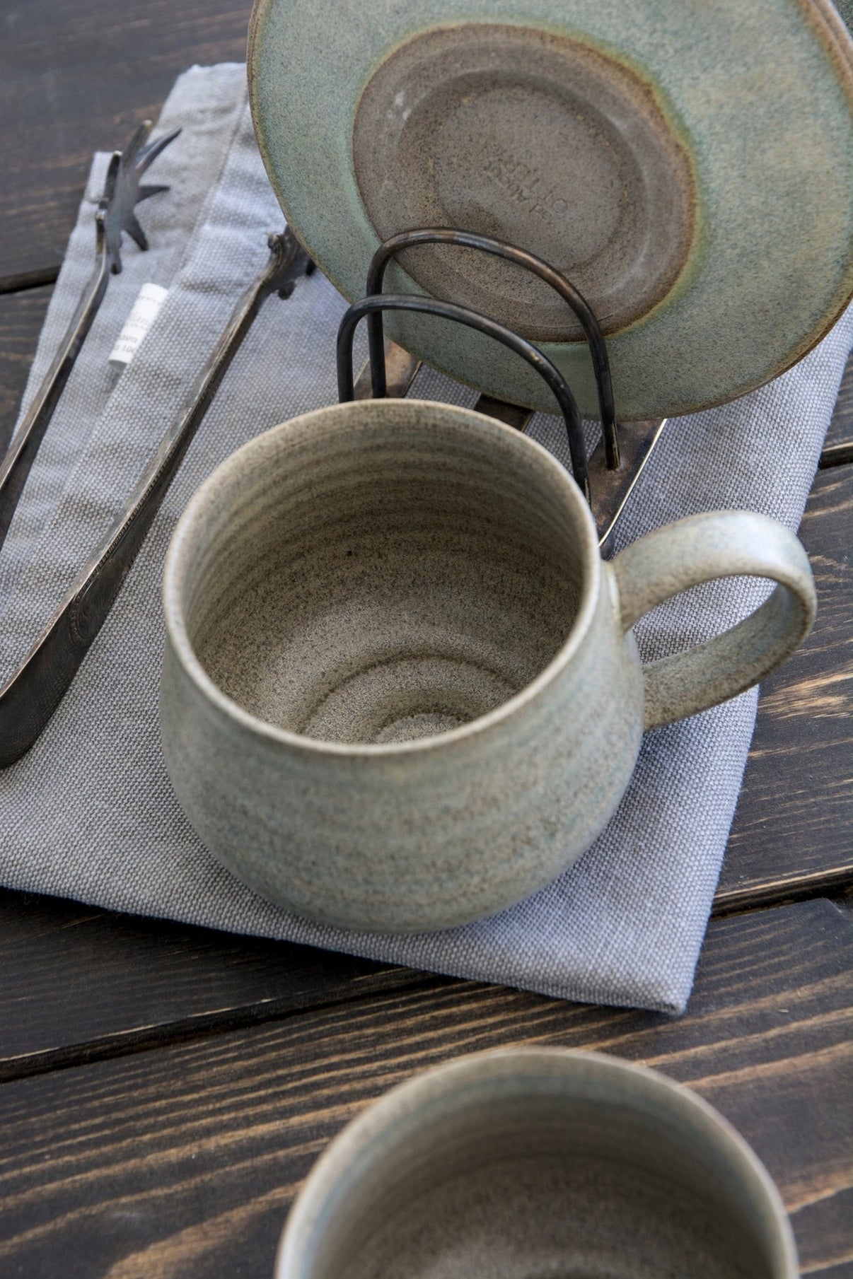 Green Sage Pottery Cappuccino Cup with a Saucer by Mad About Pottery ...