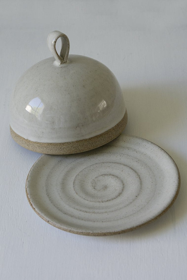 Rustic White Pottery Round Butter Dish for Everyday Use or Special ...
