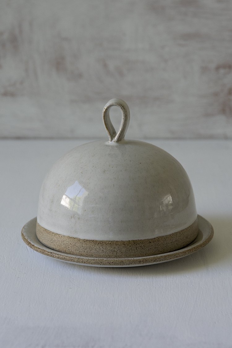 Rustic White Pottery Round Butter Dish for Everyday Use or Special ...