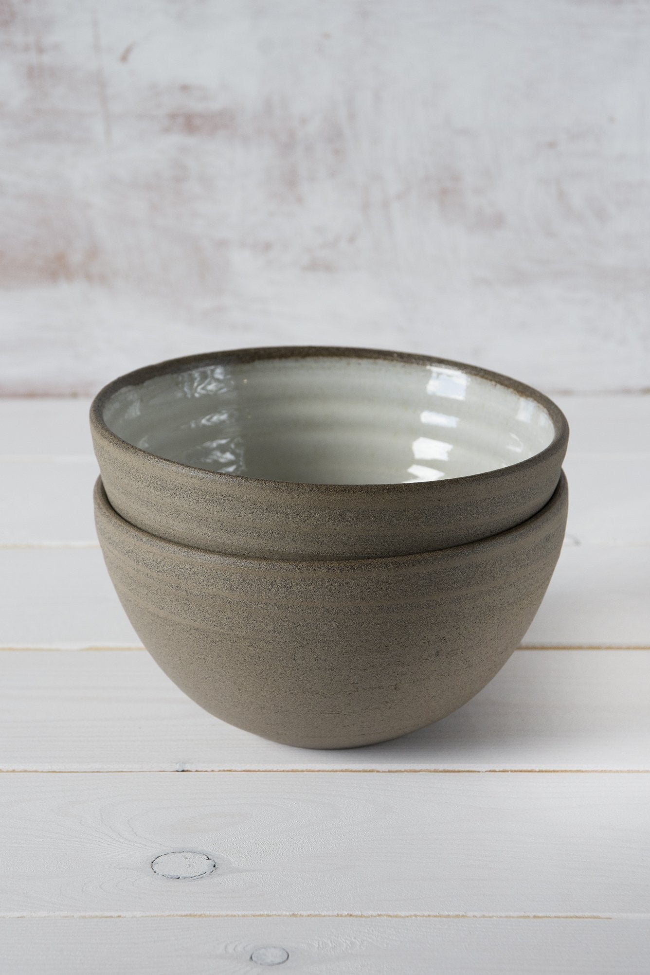 Rustic Pottery Soup Bowl in Gray and White, Set of 2 – Mad About Pottery
