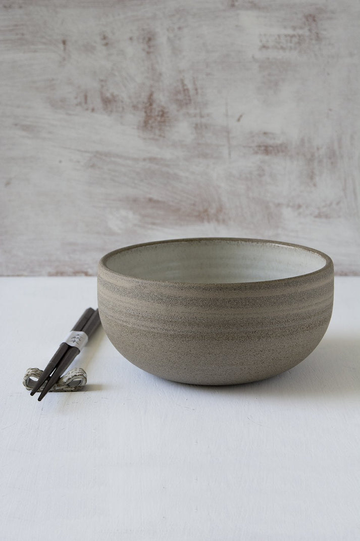 Rustic Pottery Soup Bowl in Gray and White, Set of 2 – Mad About Pottery