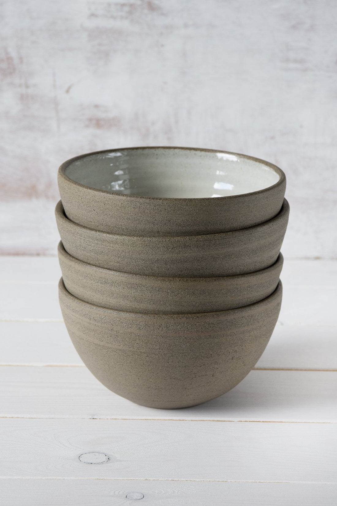 Rustic Pottery Bowls in Gray and White, Set of 4 – Mad About Pottery
