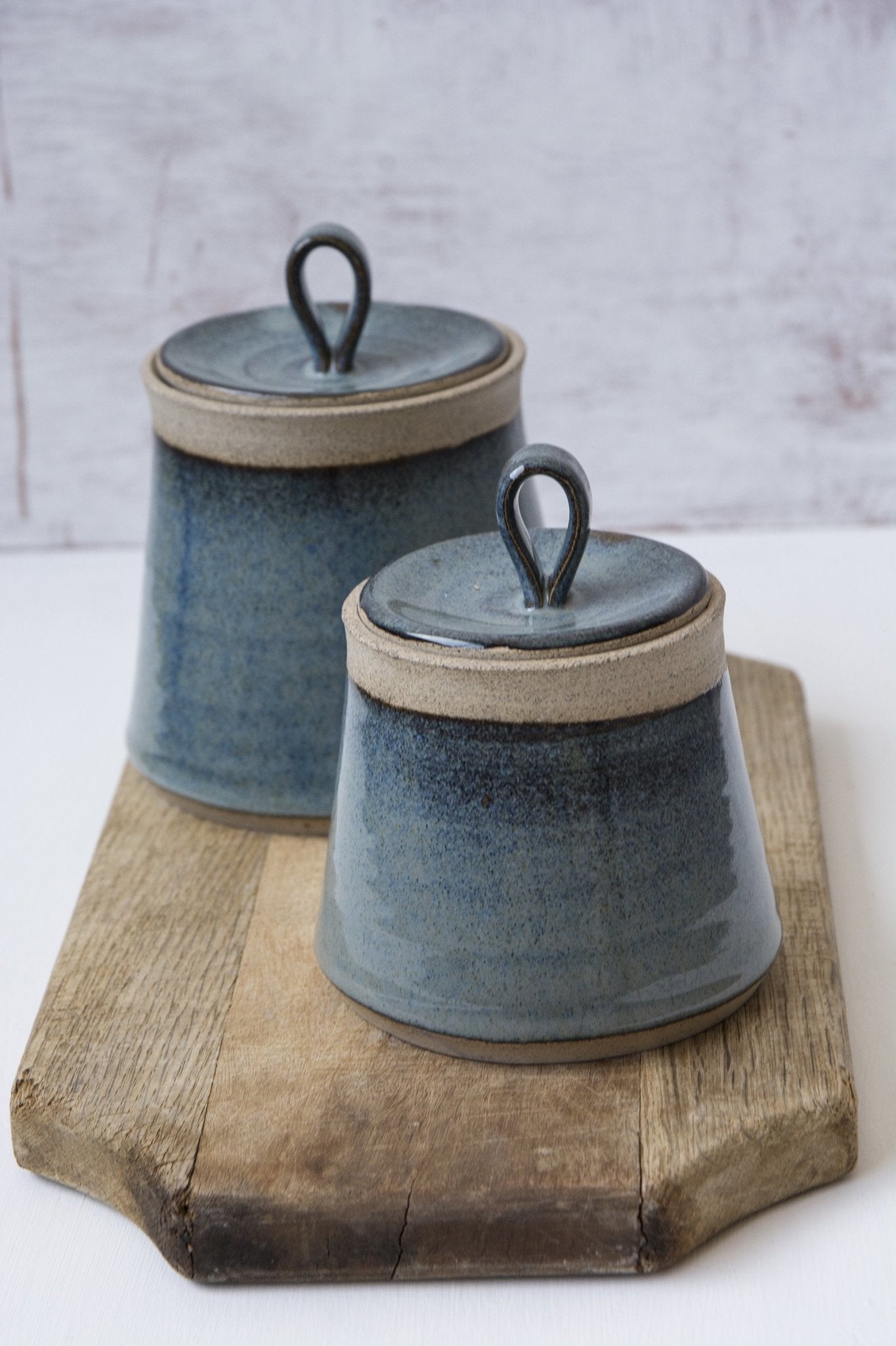 Hand Thrown Ceramic Canisters in Blue or White ┃Mad About Pottery – Mad ...