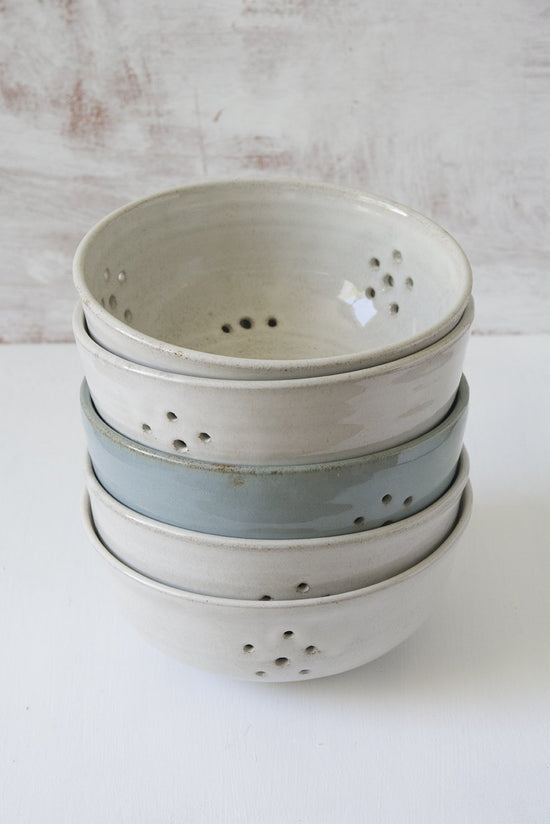 Rustic Handmade White Ceramic Berry Colander / Strainer – Mad About Pottery